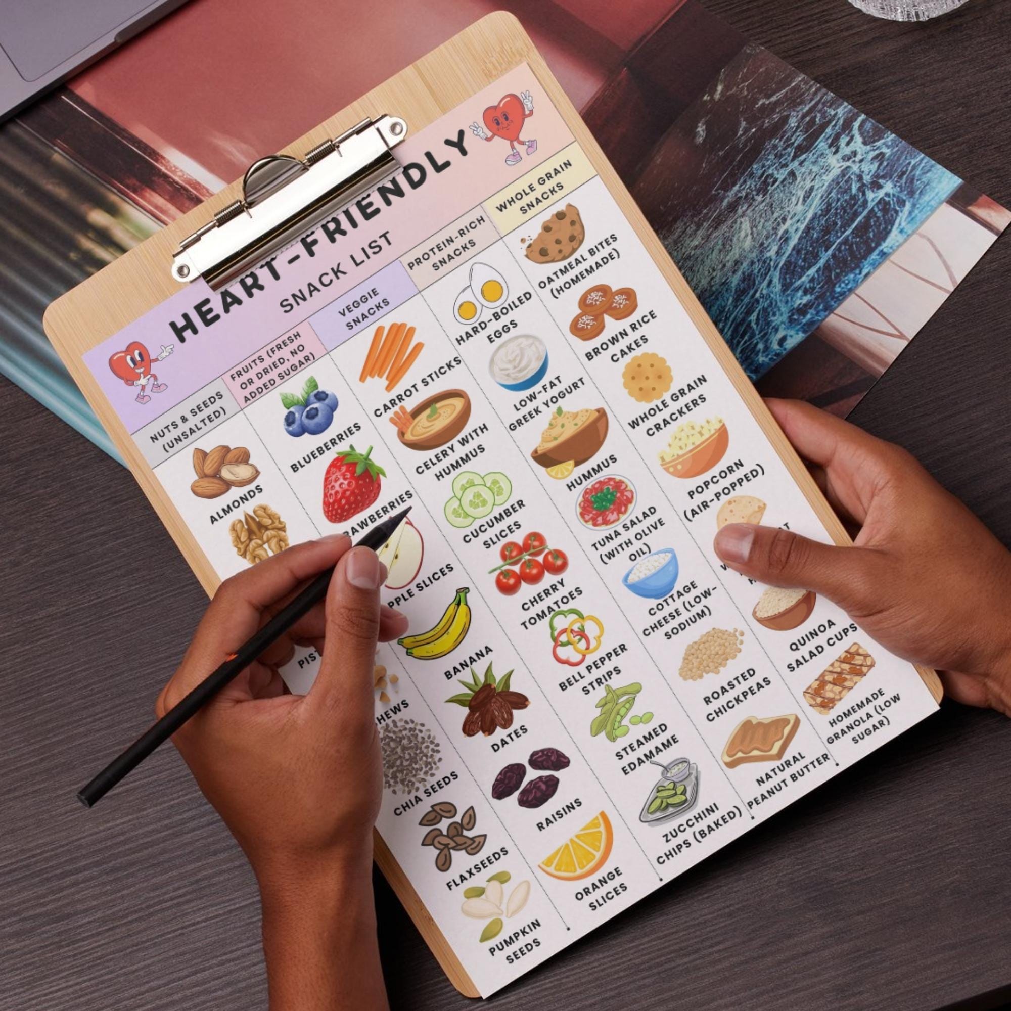 Low Sodium Snack List, Heart-friendly Snacks Printable PDF, High ...
