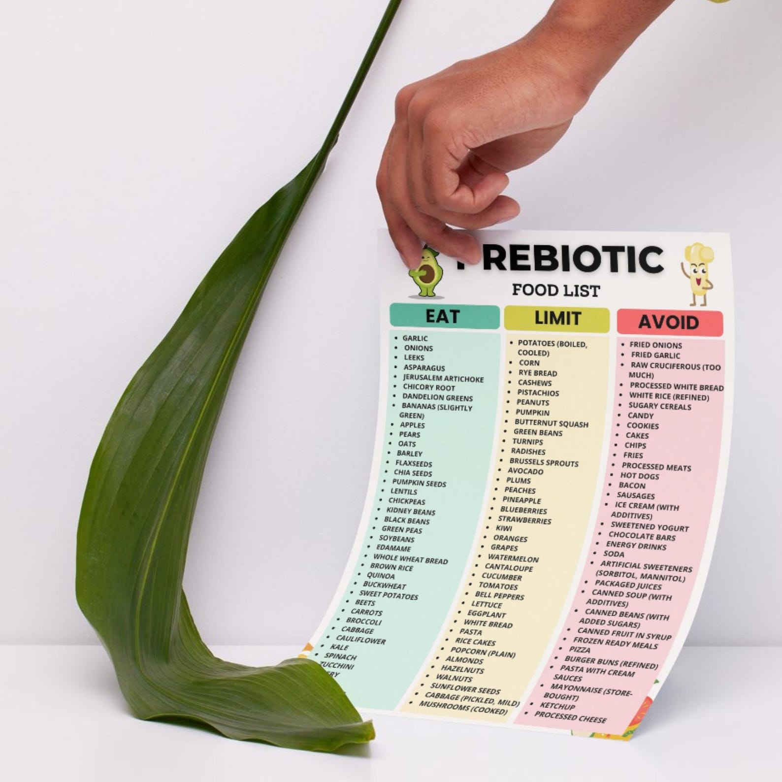 Prebiotic Food List Printable | Prebiotic Foods Chart | High Fiber ...