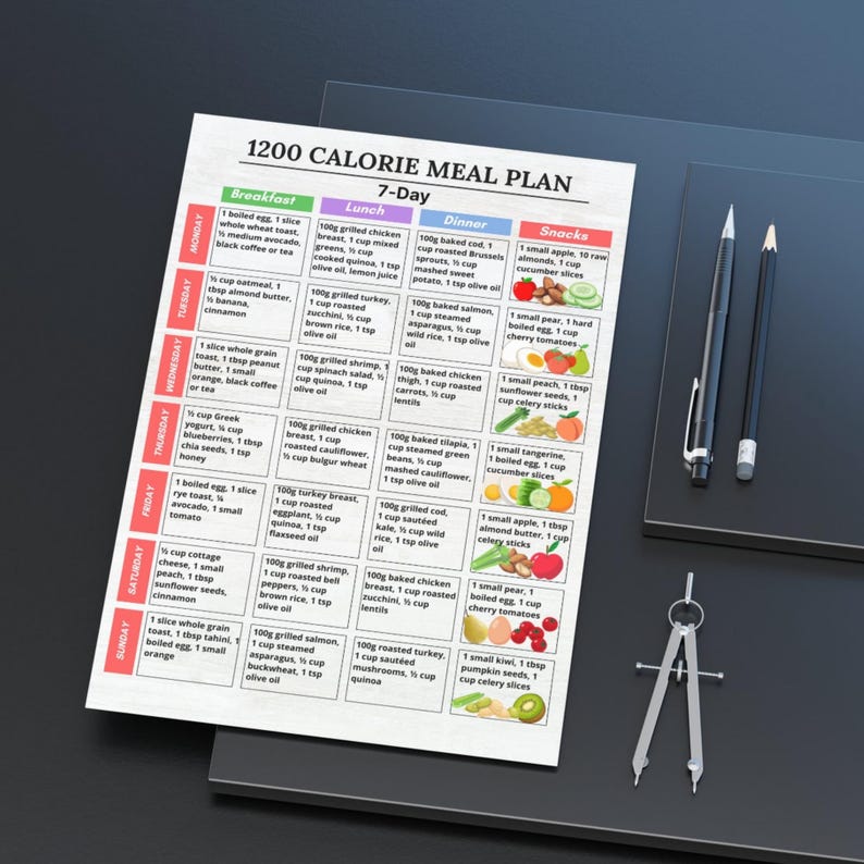 1200 Calorie Meal Plan PDF, 1200 Calories Diet Food List, 1200 Calorie ...