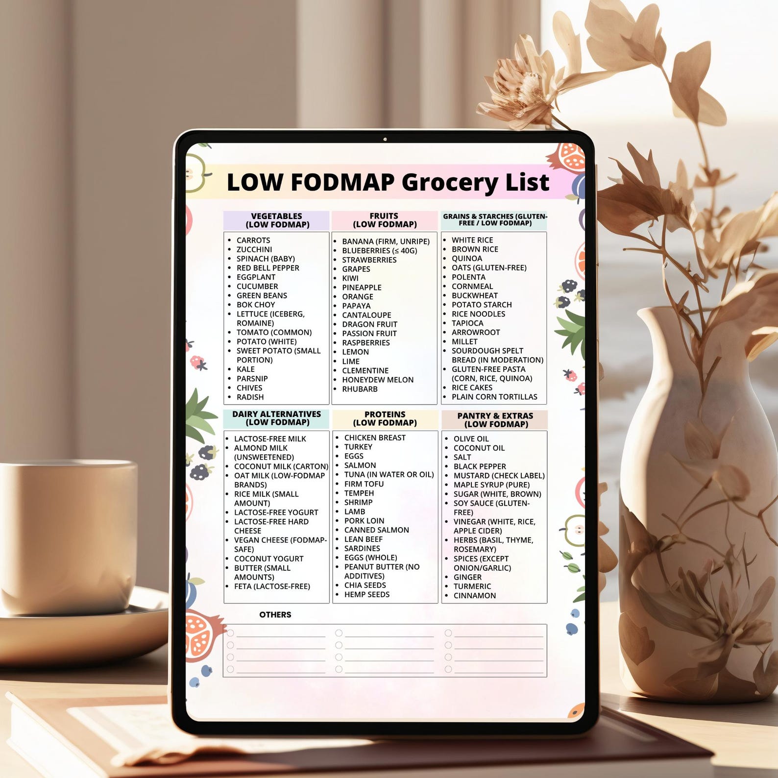 Low FODMAP Grocery List, Fodmap-friendly Food Chart, Printable Fodmap ...