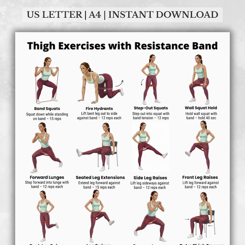 Thigh Exercises With Resistance Band for Women | Inner & Outer Thigh ...