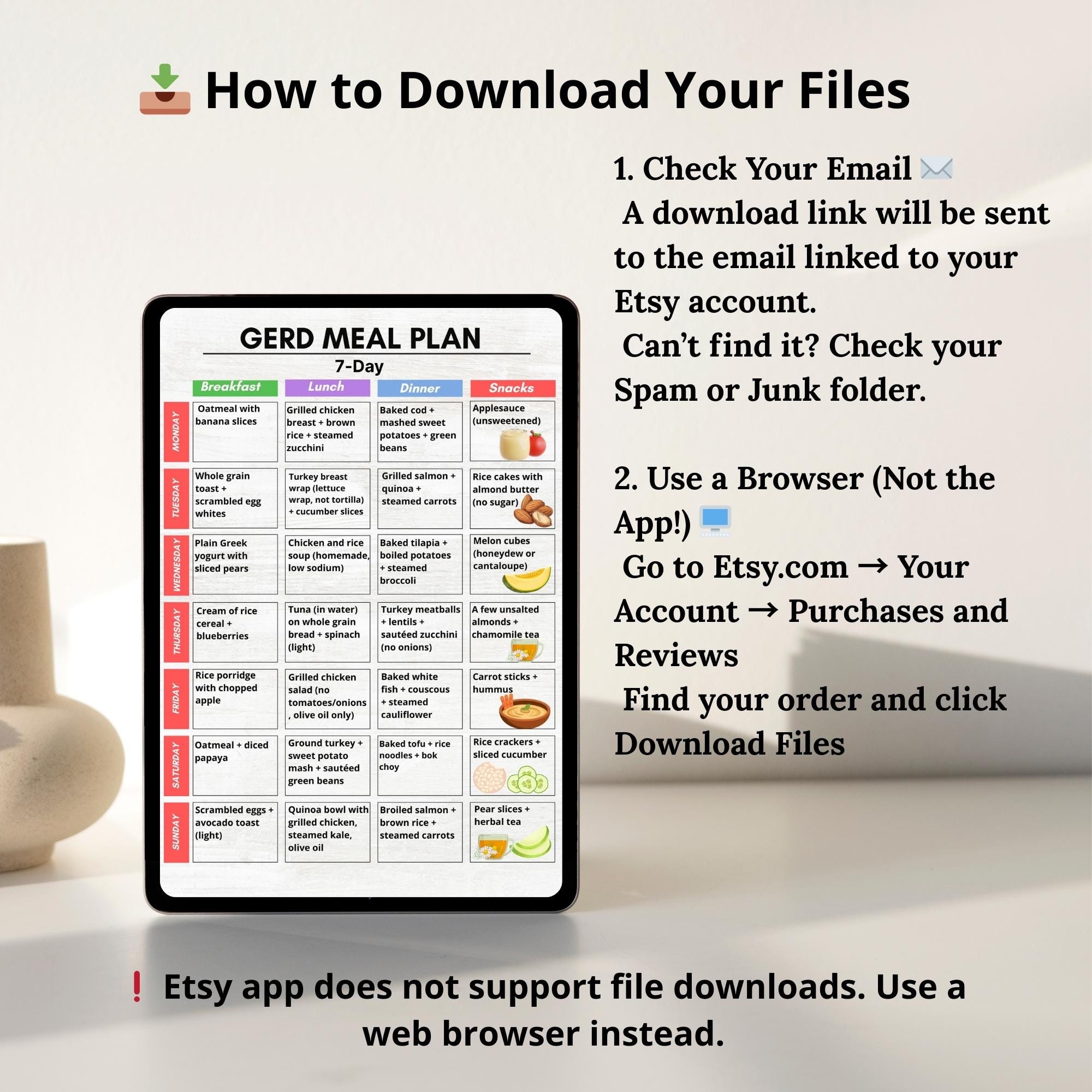 Gerd-friendly Meal Plan Printable, 7-day Reflux-conscious Food Schedule ...