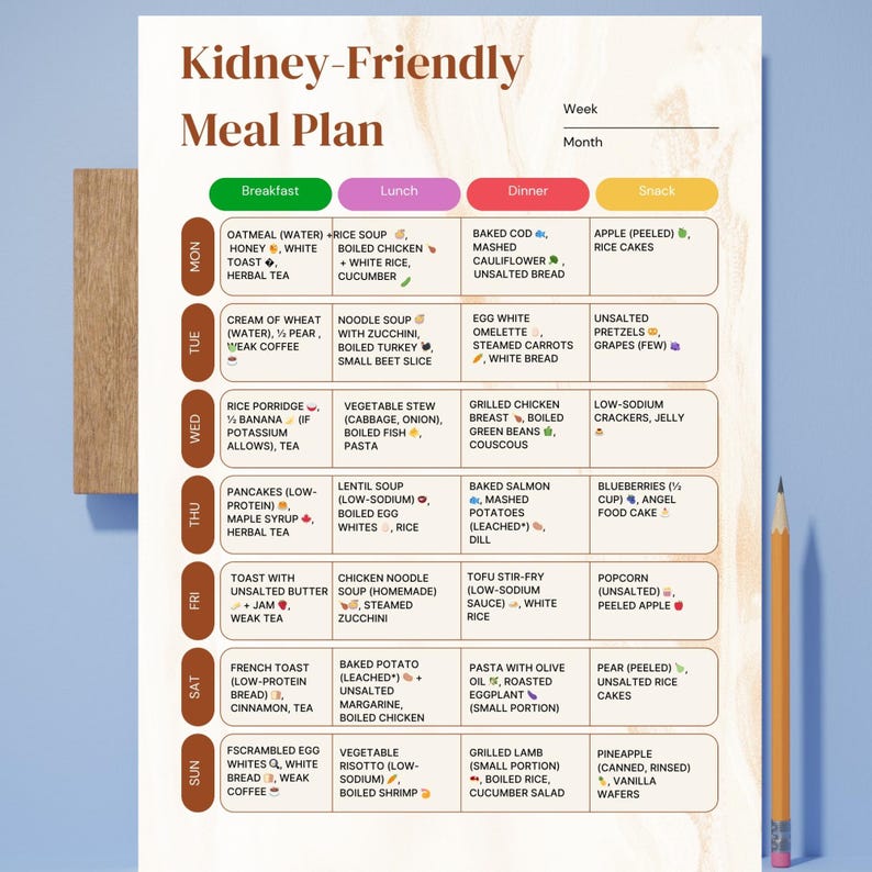 Kidney-friendly Meal Plan PDF | 7-day Low Potassium and Sodium Food ...