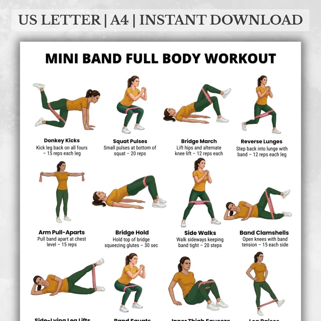 Mini Band Workout Printable PDF, Full Body Resistance Band Routine ...