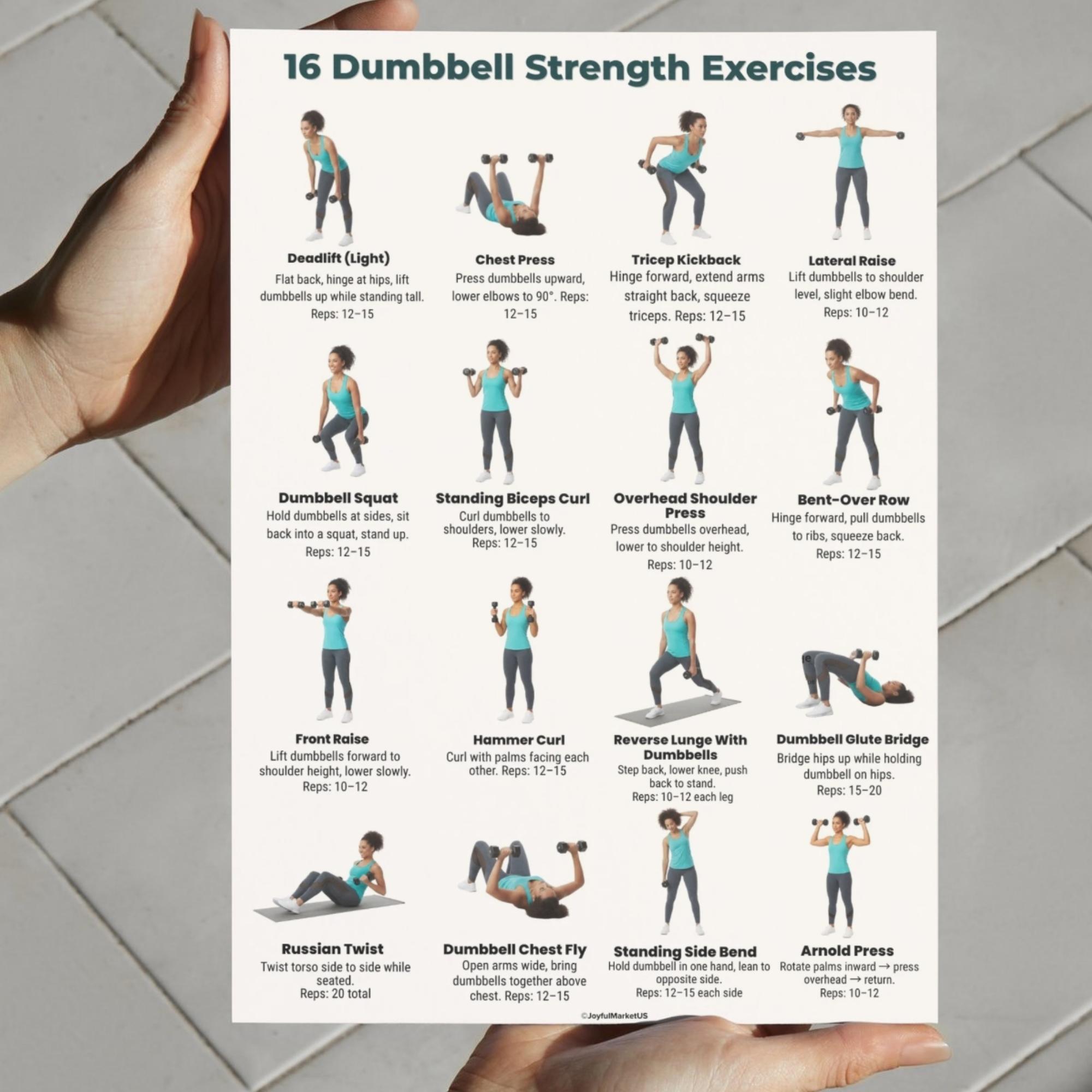 Workout Bundle, 3 Printable Posters, Dumbbell Strength Exercises ...