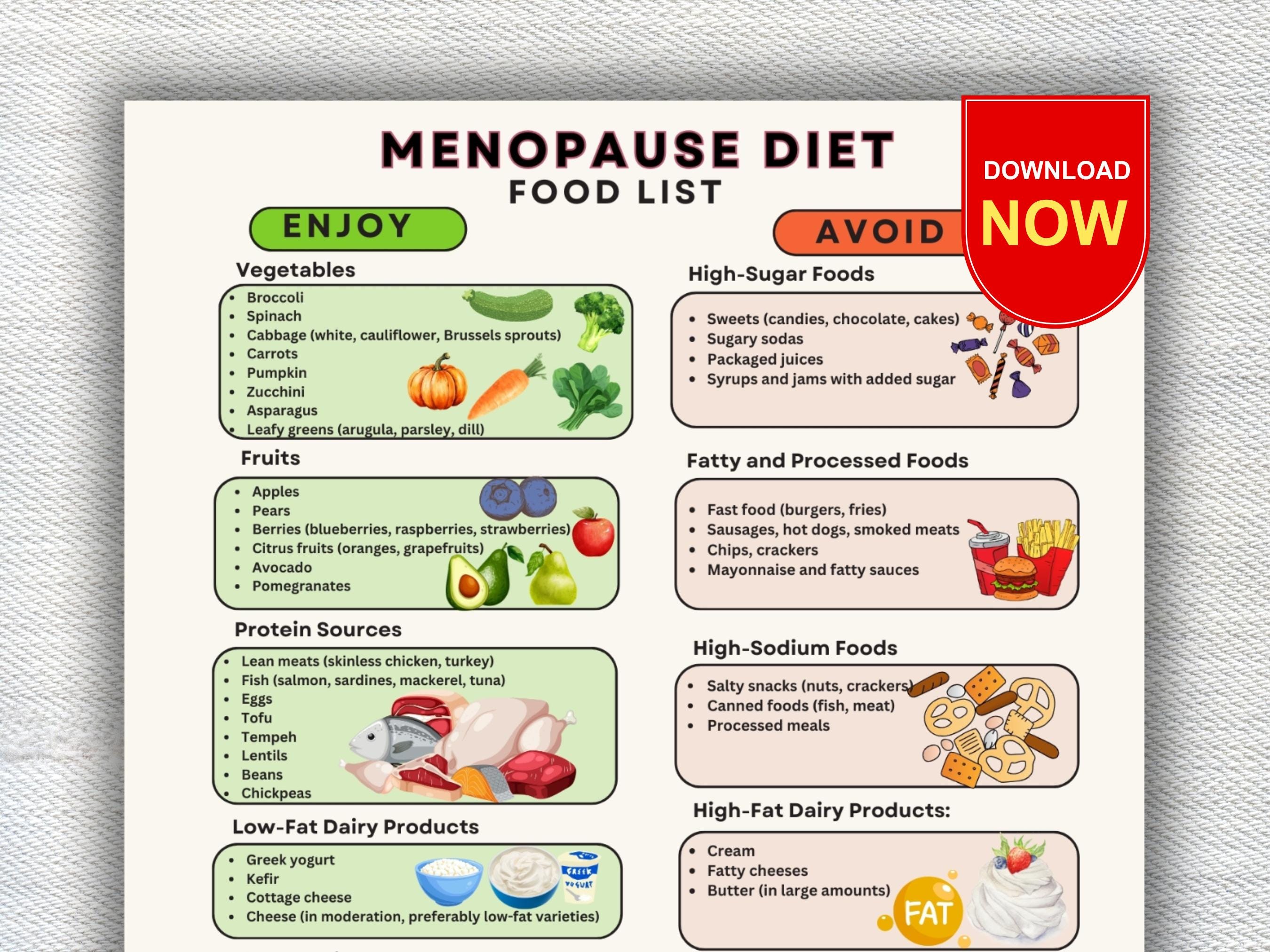 Menopause Diet Food List, Foods to Help Menopause Symptoms, Menopause ...