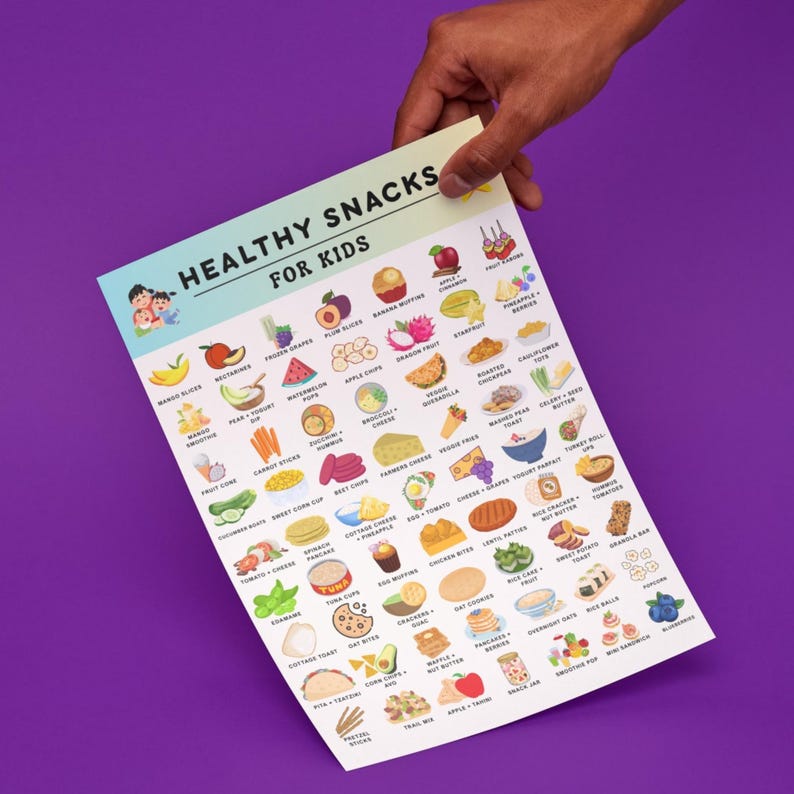 Healthy Snacks for Kids Printable | School Lunch Toddler Snack List ...