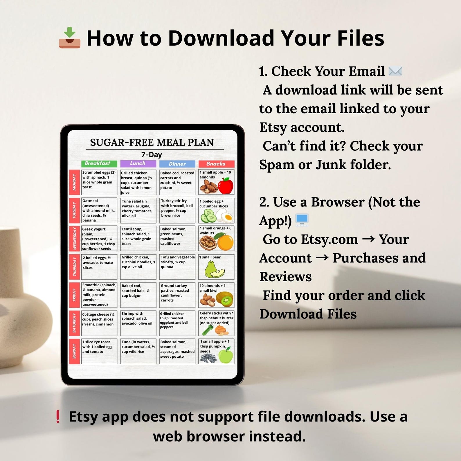 Sugar-free Meal Plan PDF – 7 Day Sugar-free Menu + Sugar-free Grocery ...