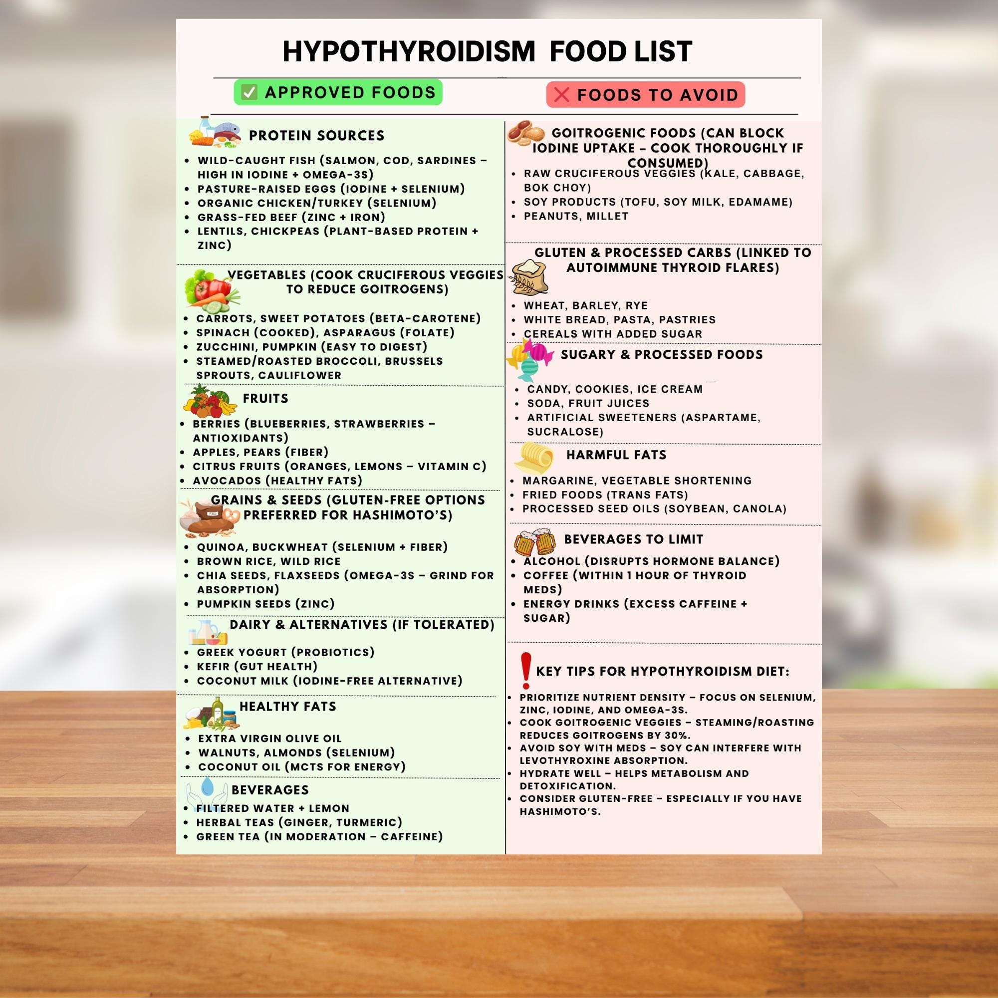 Hypothyroidism Grocery List for Hypothyroidism Diet Meal Plan, Thyroid ...
