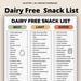 Dairy Free Snack List Printable | Dairy Free Snacks PDF | Snack List ...