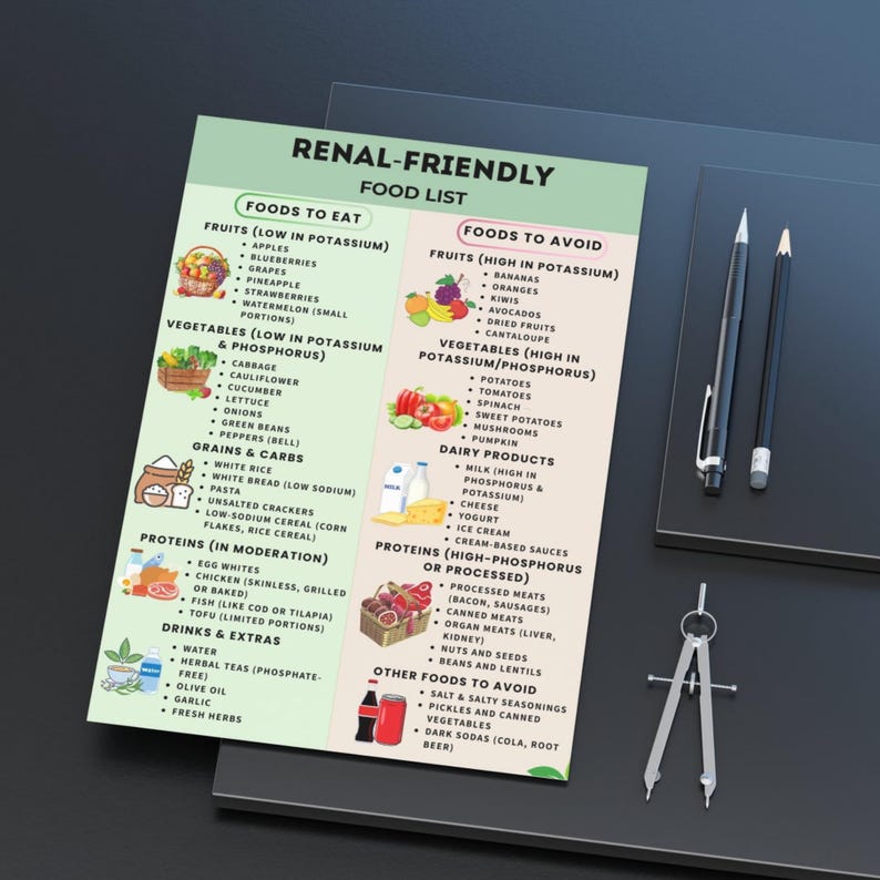 Renal-friendly Food List Printable, Kidney-friendly Foods Chart, Low ...