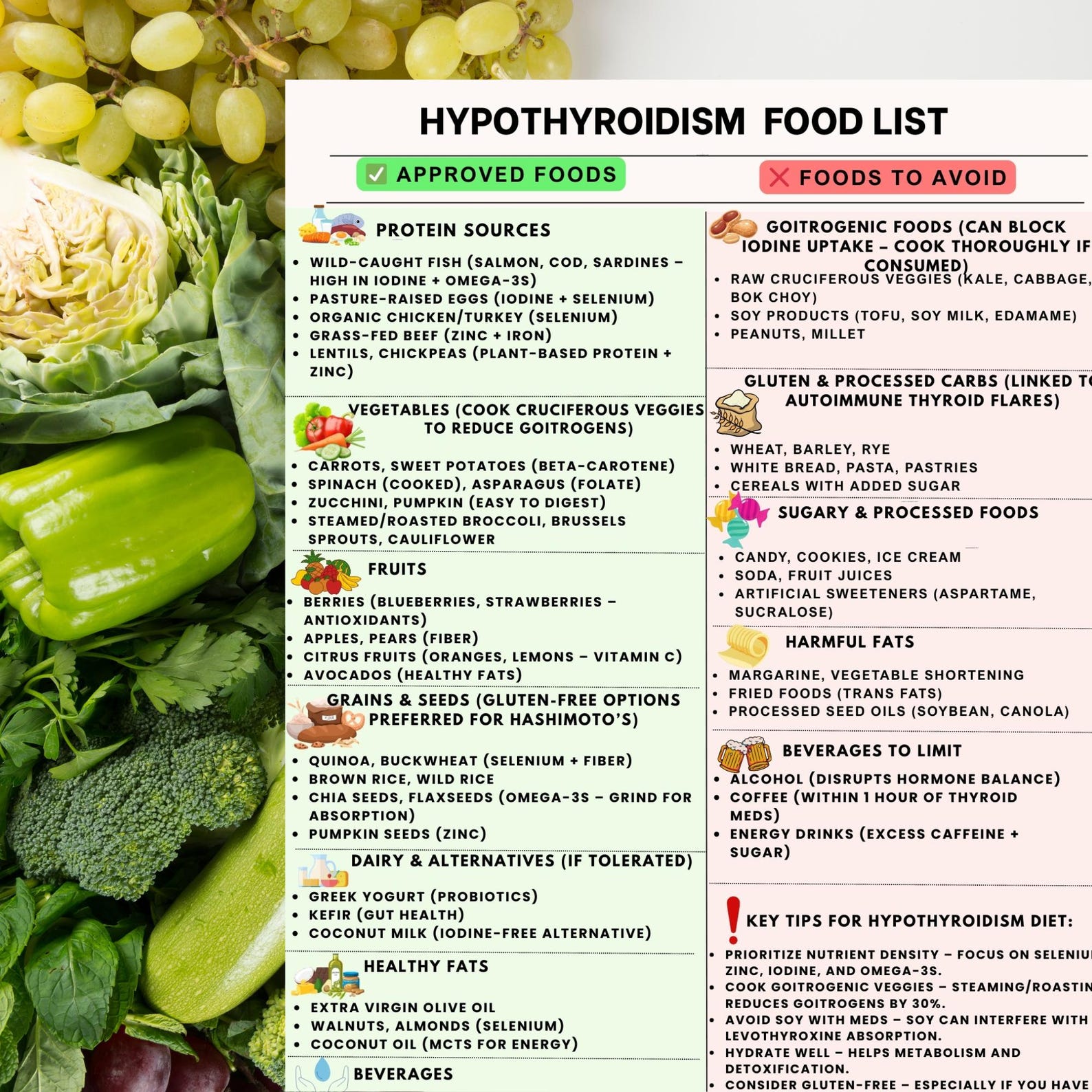 Hypothyroidism Grocery List for Hypothyroidism Diet Meal Plan, Thyroid ...