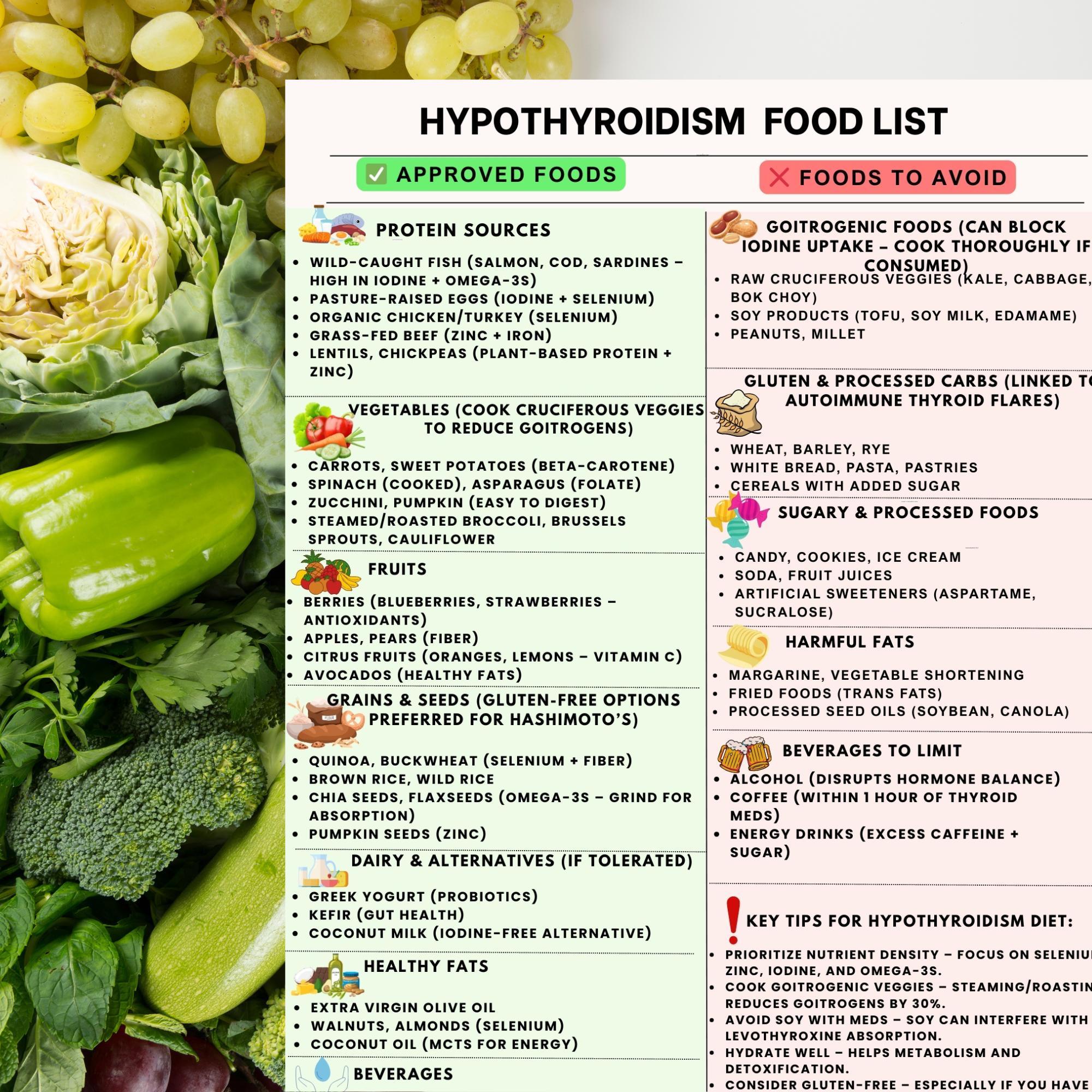 Hypothyroidism Grocery List for Hypothyroidism Diet Meal Plan, Thyroid ...