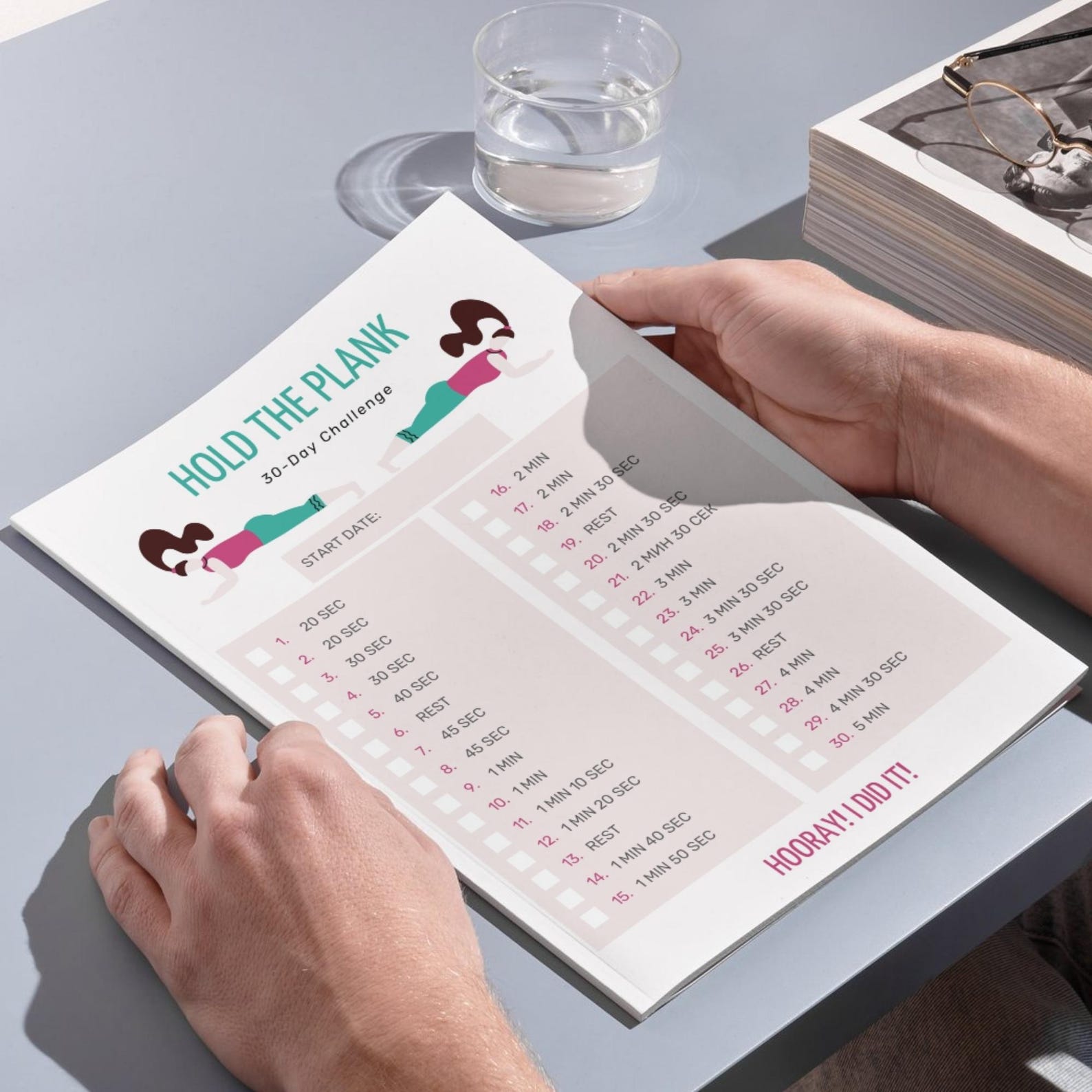 30-day Squat & Plank Challenge Printable, Bonus Water Tracker, Fitness ...