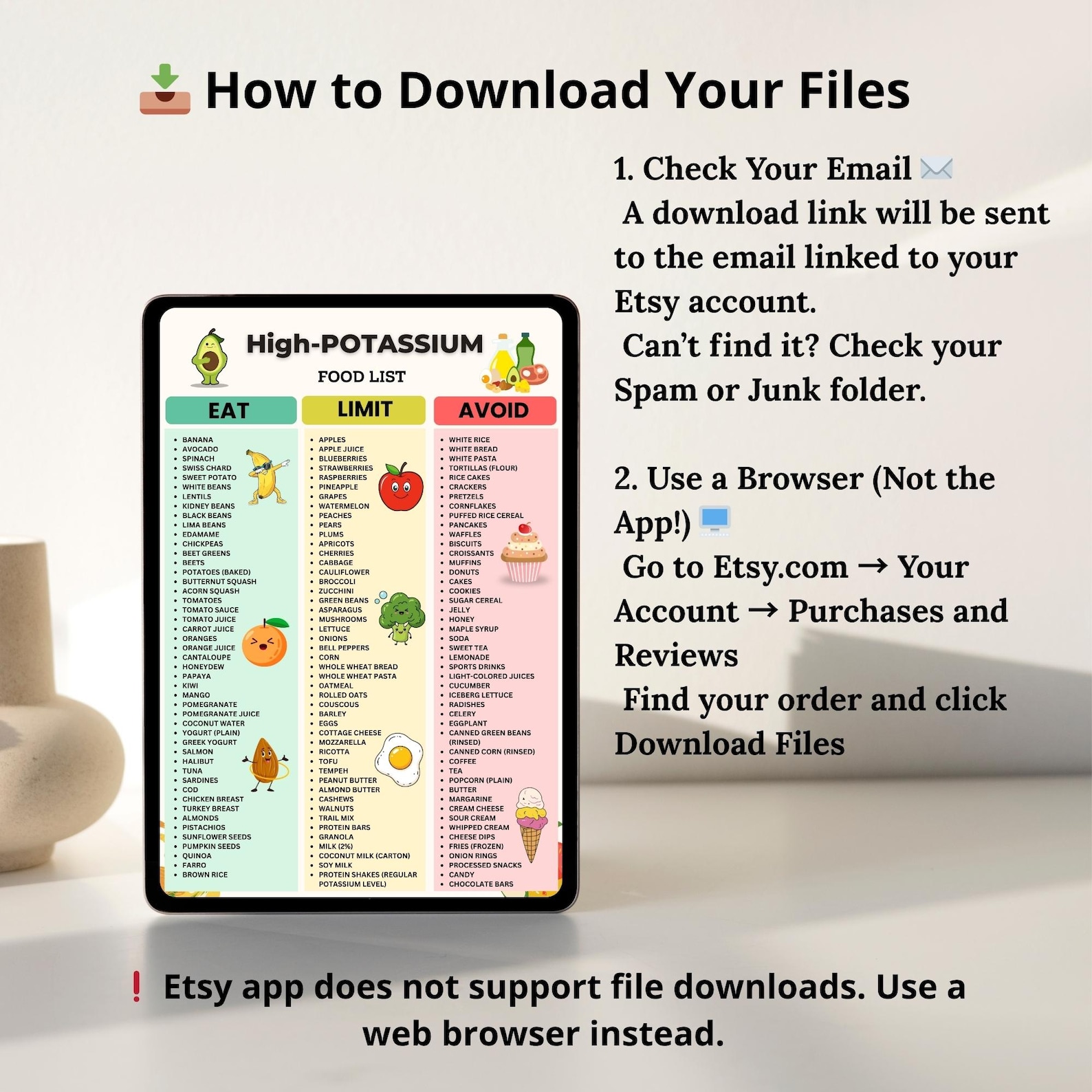 High Potassium Food List Printable | Potassium Foods Chart | Eat Limit ...