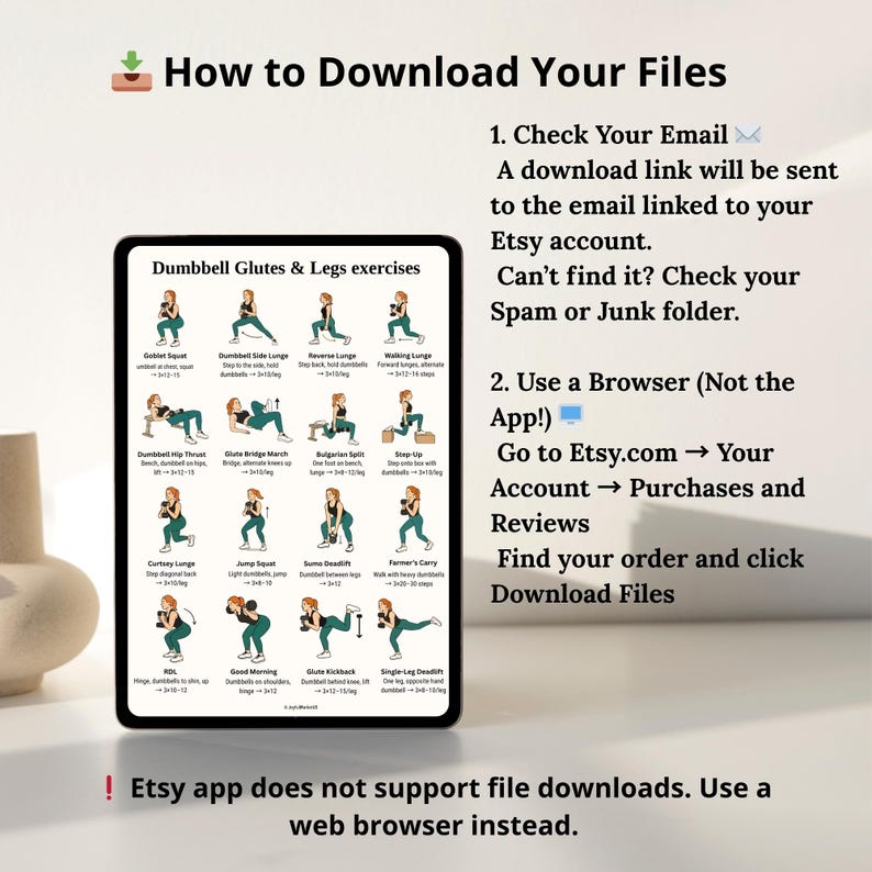 Dumbbell Glutes and Legs Exercises Printable | Lower Body Workout Chart ...
