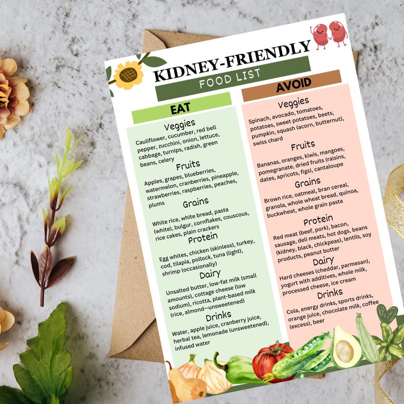 Kidney-friendly Food List PDF, Low Potassium and Sodium Grocery Chart ...