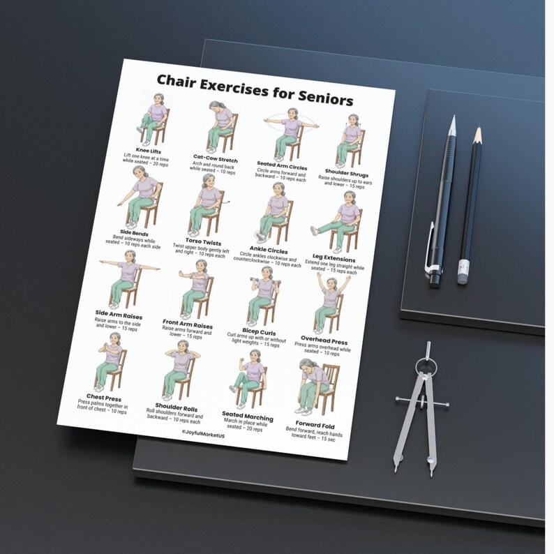 Chair Exercises for Seniors | Seated Chair Workout Chart | Printable ...