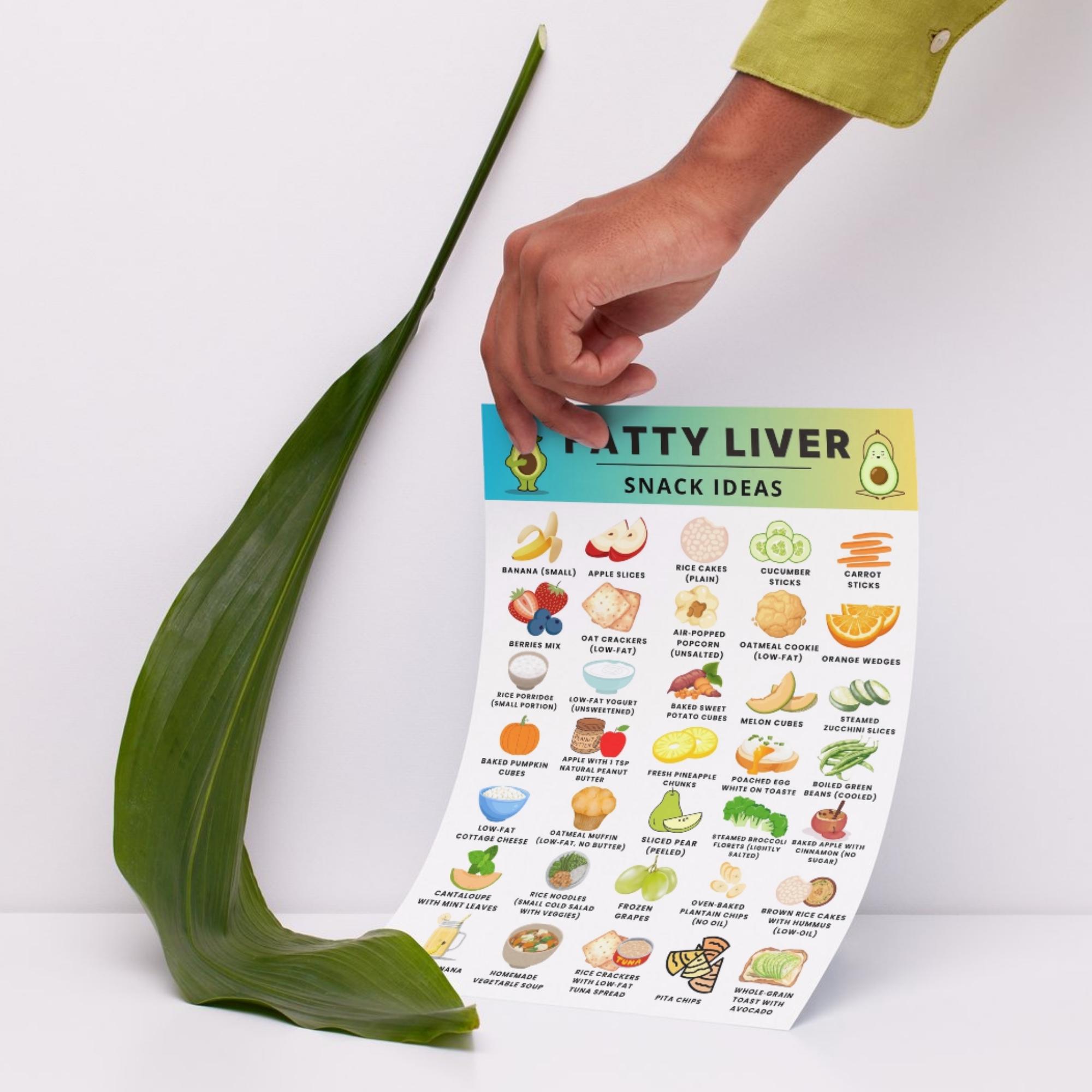 Fatty Liver Snack Ideas Chart, Low Fat Snack List, Printable PDF ...