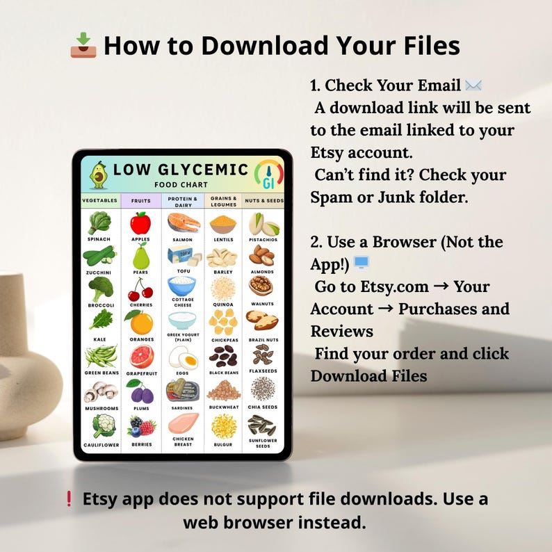 Low Glycemic Food Chart Printable, Low GI Foods List, Insulin ...
