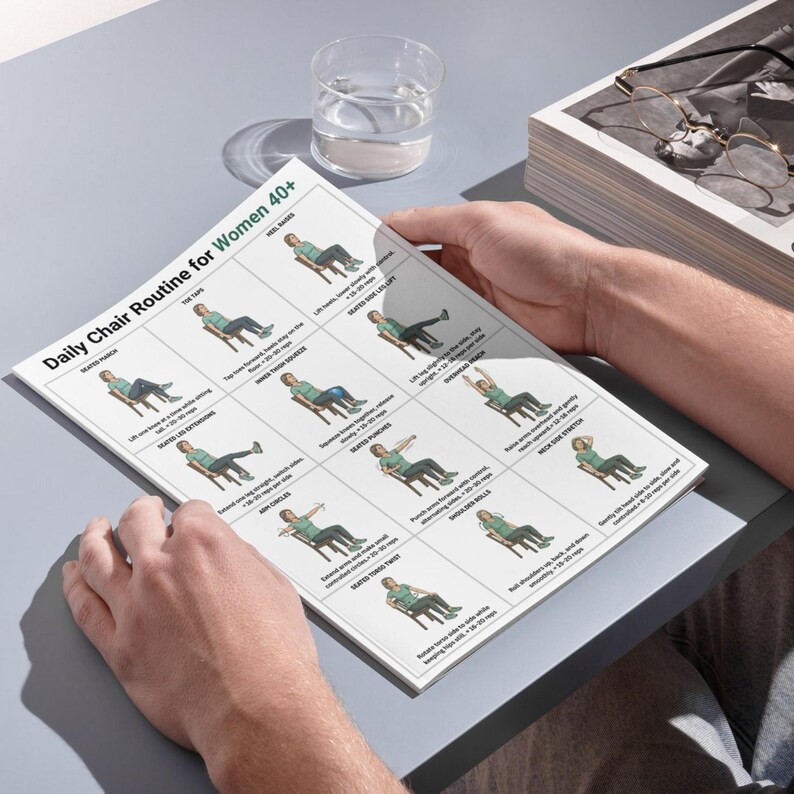 Chair Exercises Daily Routine Printable PDF | Seated Chair Workout for ...