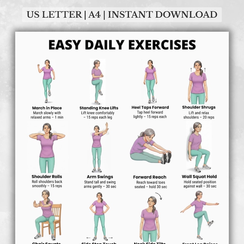 Easy Daily Exercises for Women | Simple Full Body Workout Chart ...