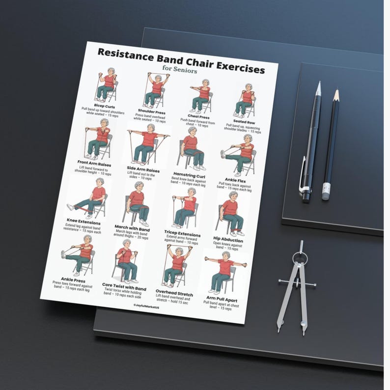 Resistance Band Chair Exercises for Seniors | Seated Resistance Band ...