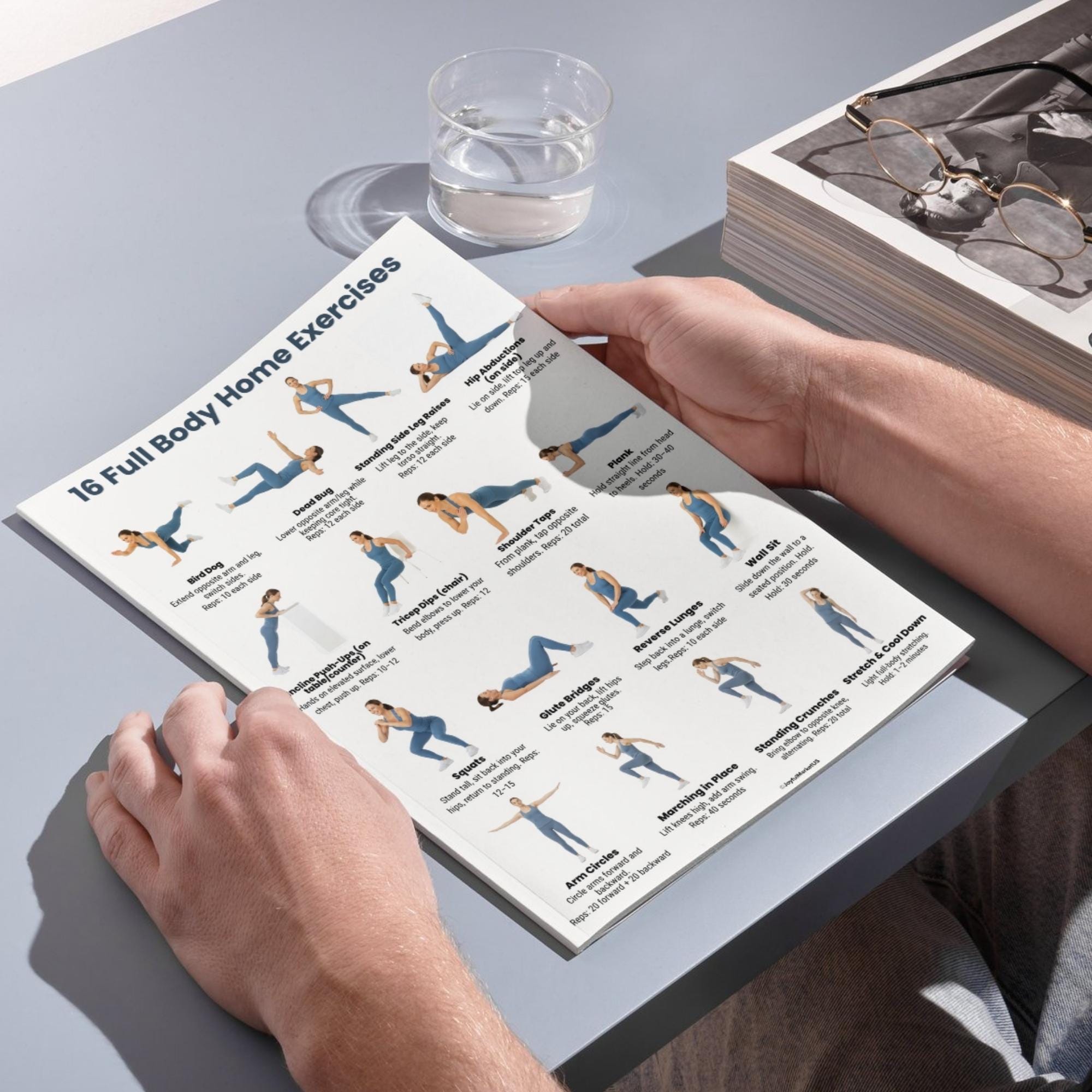 Full Body Home Workout Chart | 16 Easy Exercises | Printable Exercise ...