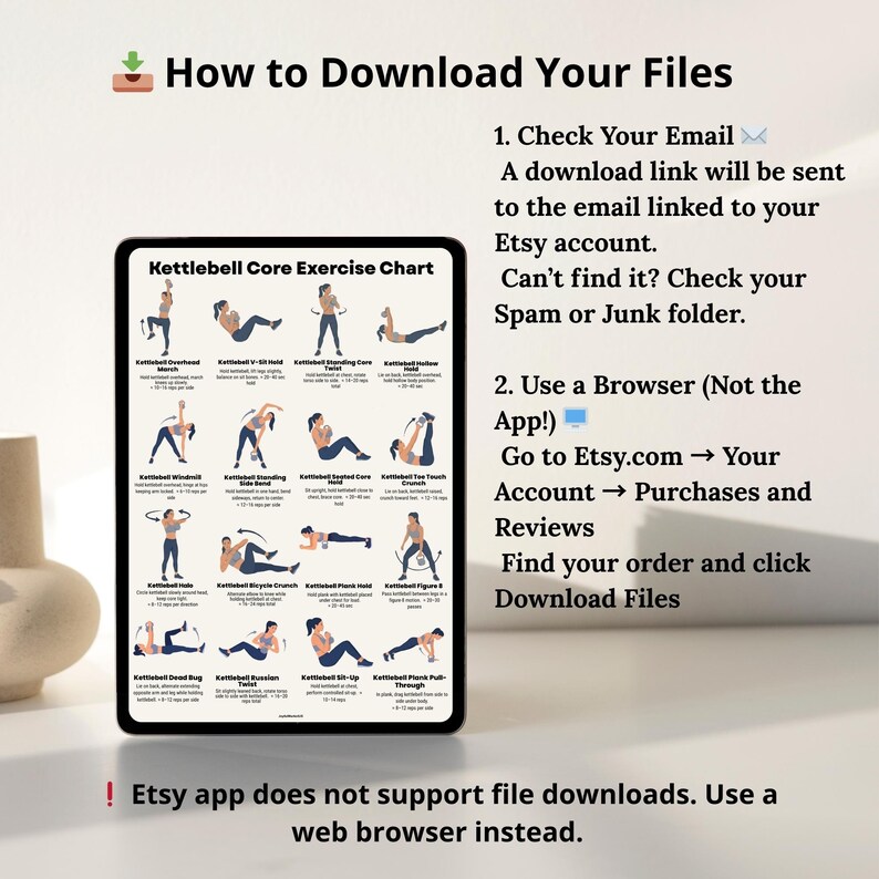 Kettlebell Core Exercise Chart | Core Stability Training | Printable ...