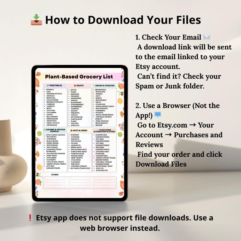 Plant Based Grocery List PDF, Plant Based Diet Food List Printable ...