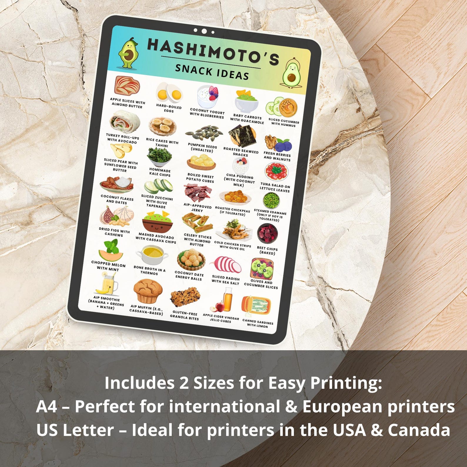 Hashimoto’s Snack Ideas Chart, Thyroid Diet Snack List, Gluten-free ...