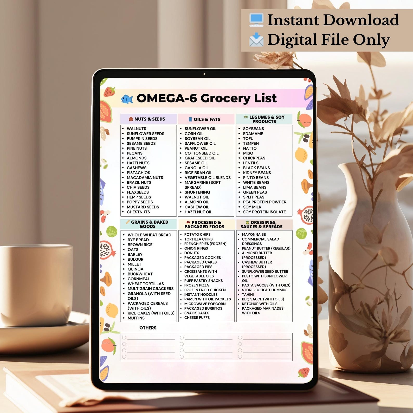 Omega 6 Grocery List Printable | Omega 6 Food List PDF | Omega 6 Foods ...
