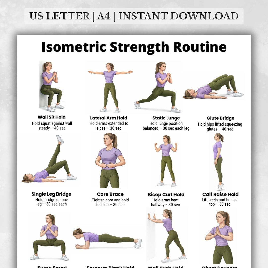 Isometric Strength Routine Printable PDF, Full Body Static Hold ...