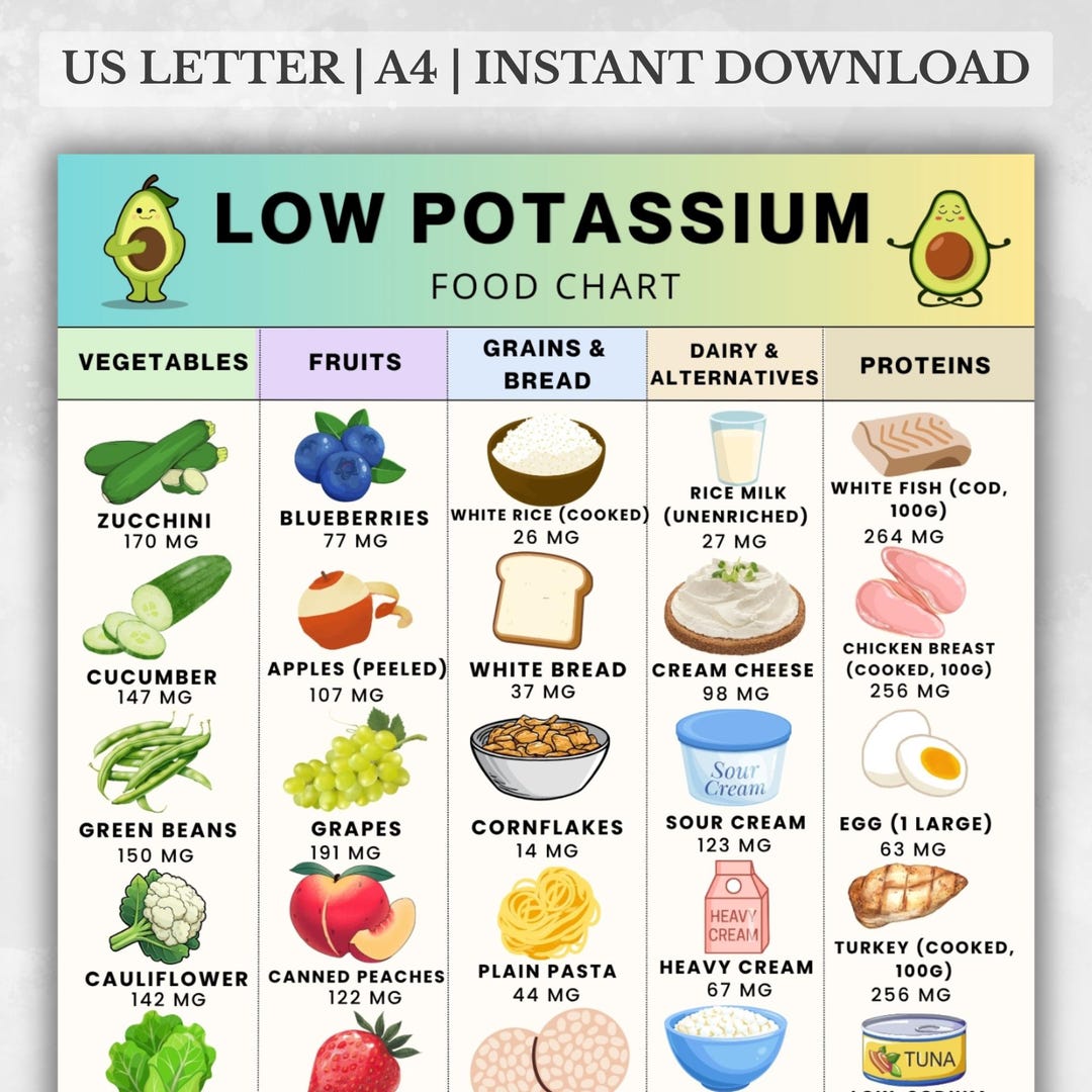 Low Potassium Food Chart, Renal Diet Food List , Dialysis Grocery List ...