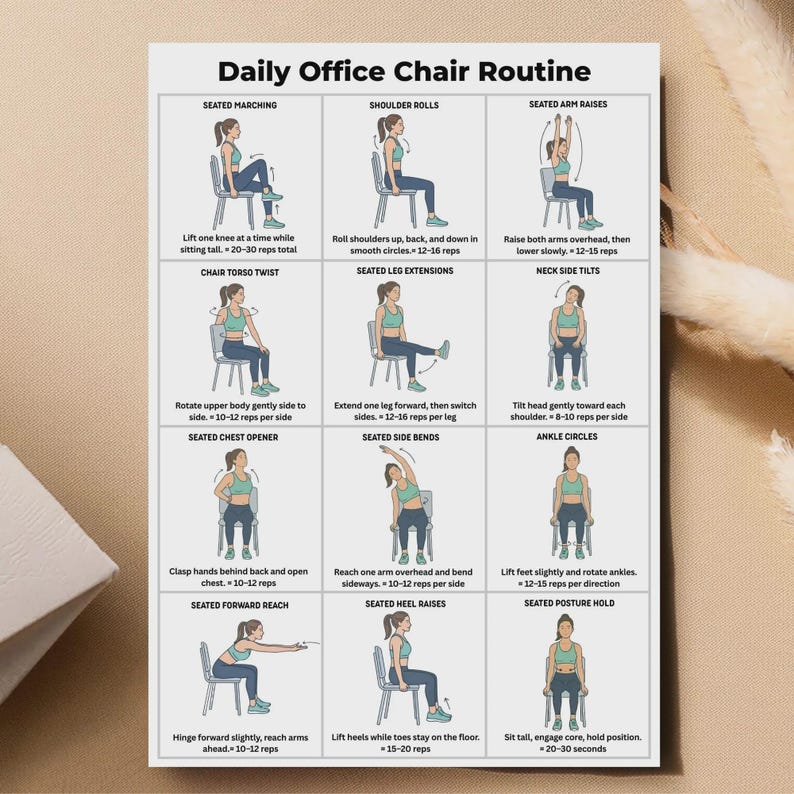Chair Exercises Office Routine Printable PDF | Daily Seated Chair ...