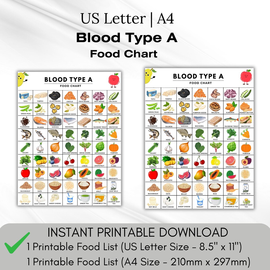 Blood Type A Food List – 63 Beneficial Foods | Printable Diet Chart PDF ...