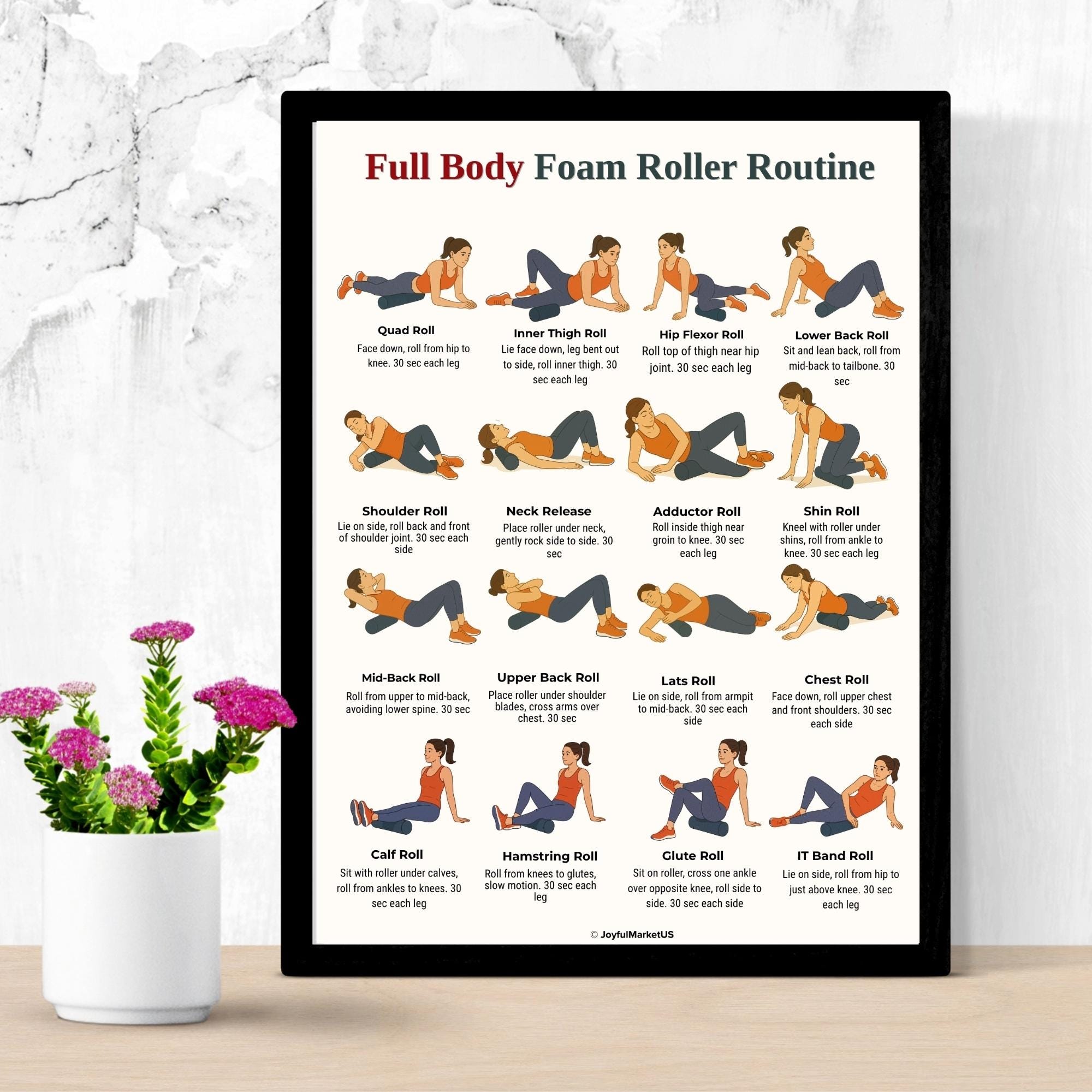 Full Body Foam Roller Routine Chart | Printable Foam Rolling Exercises ...