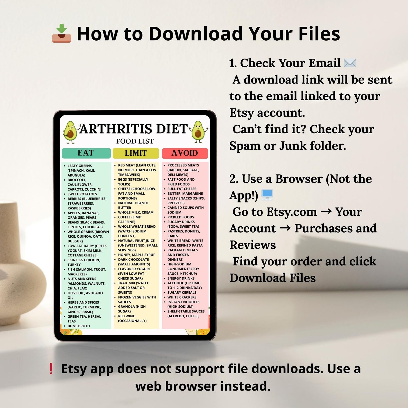 Arthritis-friendly Food List PDF, Arthritis Diet Food List, Joint ...