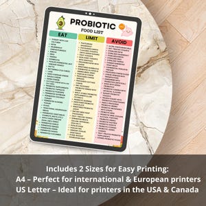 Probiotic Food List Printable, Fermented Foods PDF, Probiotic Diet ...