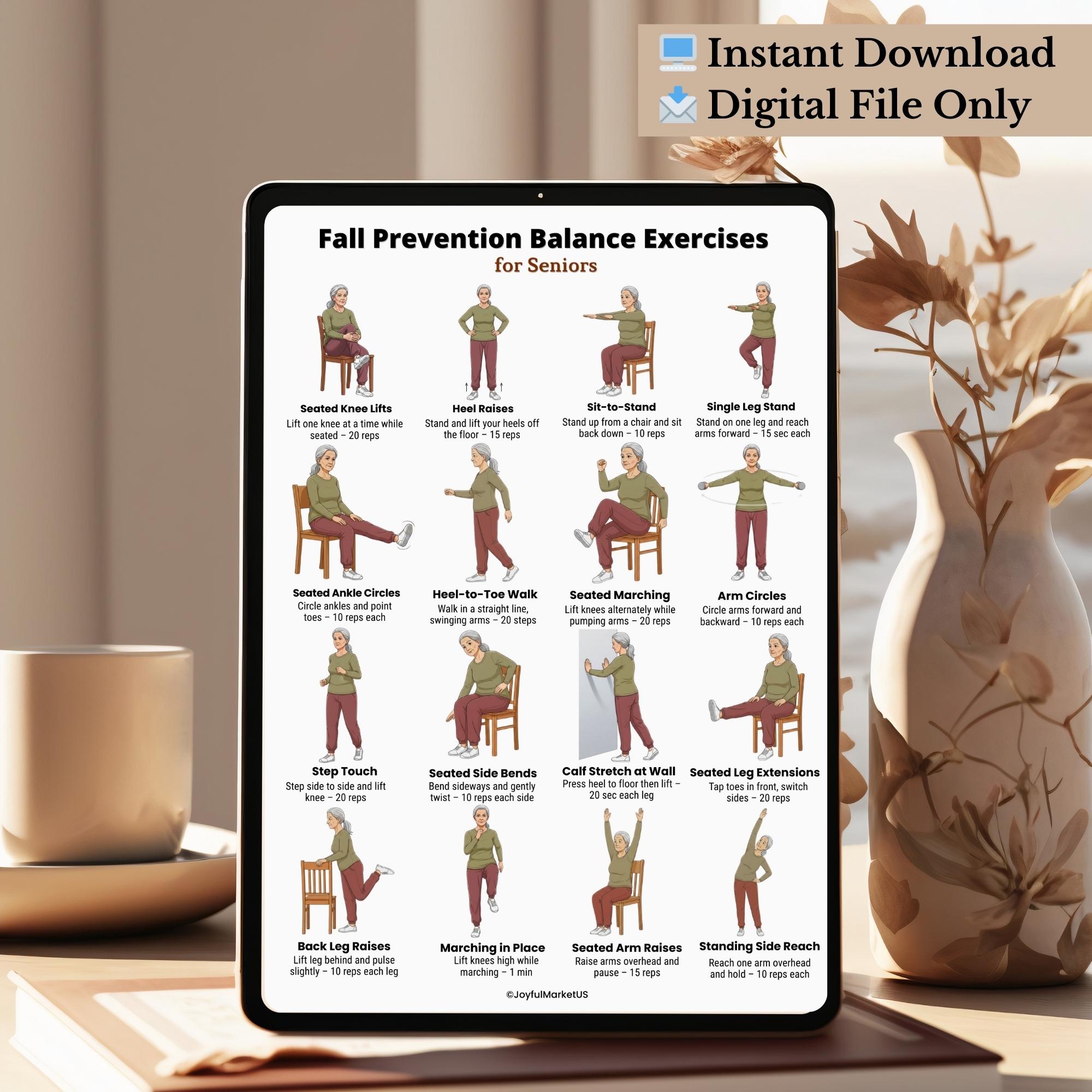 Senior Balance Exercises | Standing & Chair Balance Workout Chart ...