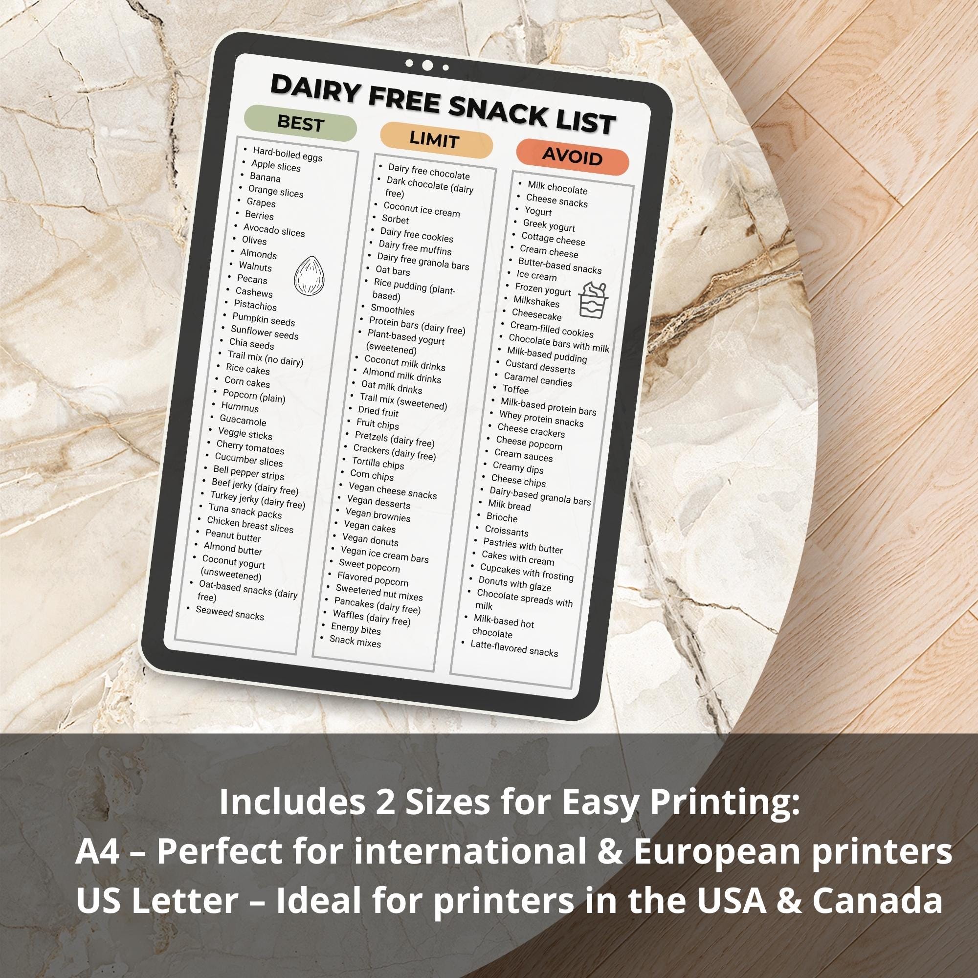 Dairy Free Snack List Printable | Dairy Free Snacks PDF | Snack List ...