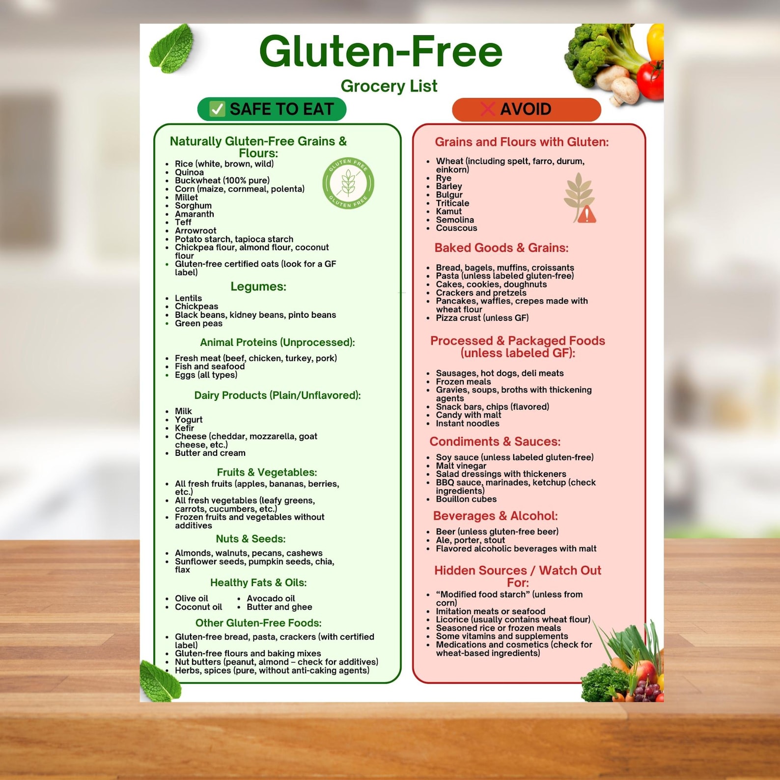 Gluten-free Grocery List Printable PDF | Celiac Food Guide | Gluten ...