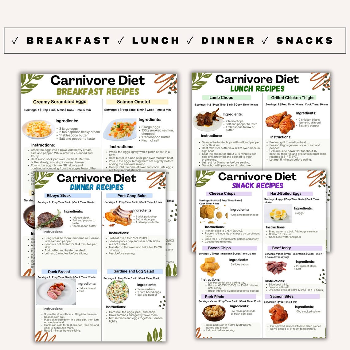 Carnivore Diet Meal Plan PDF – 18 Carnivore Recipes With Bonus Food ...