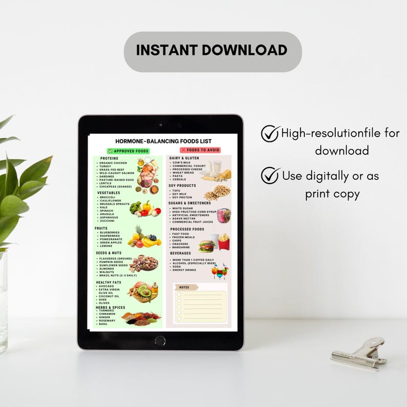 Hormone Balance Food List Printable PDF – PCOS & Thyroid Diet Guide ...