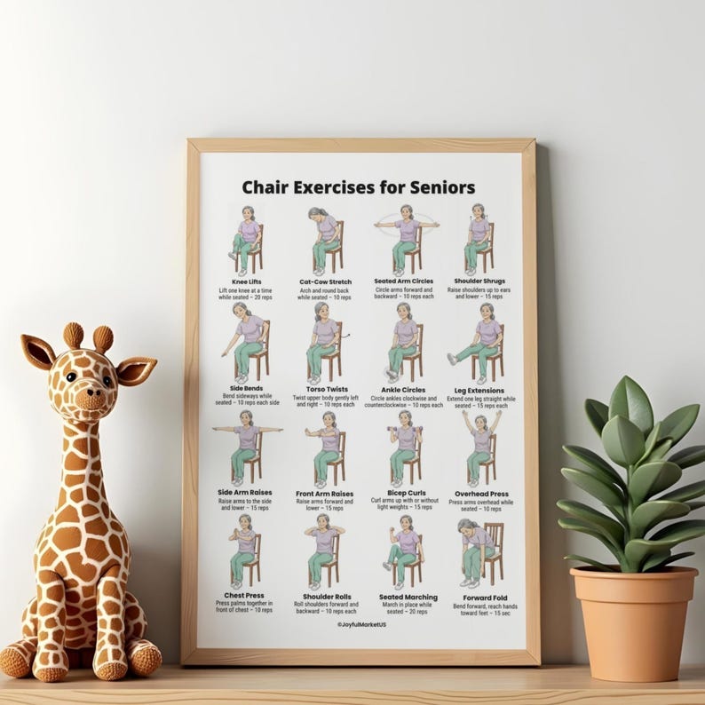 Chair Exercises for Seniors | Seated Chair Workout Chart | Printable ...