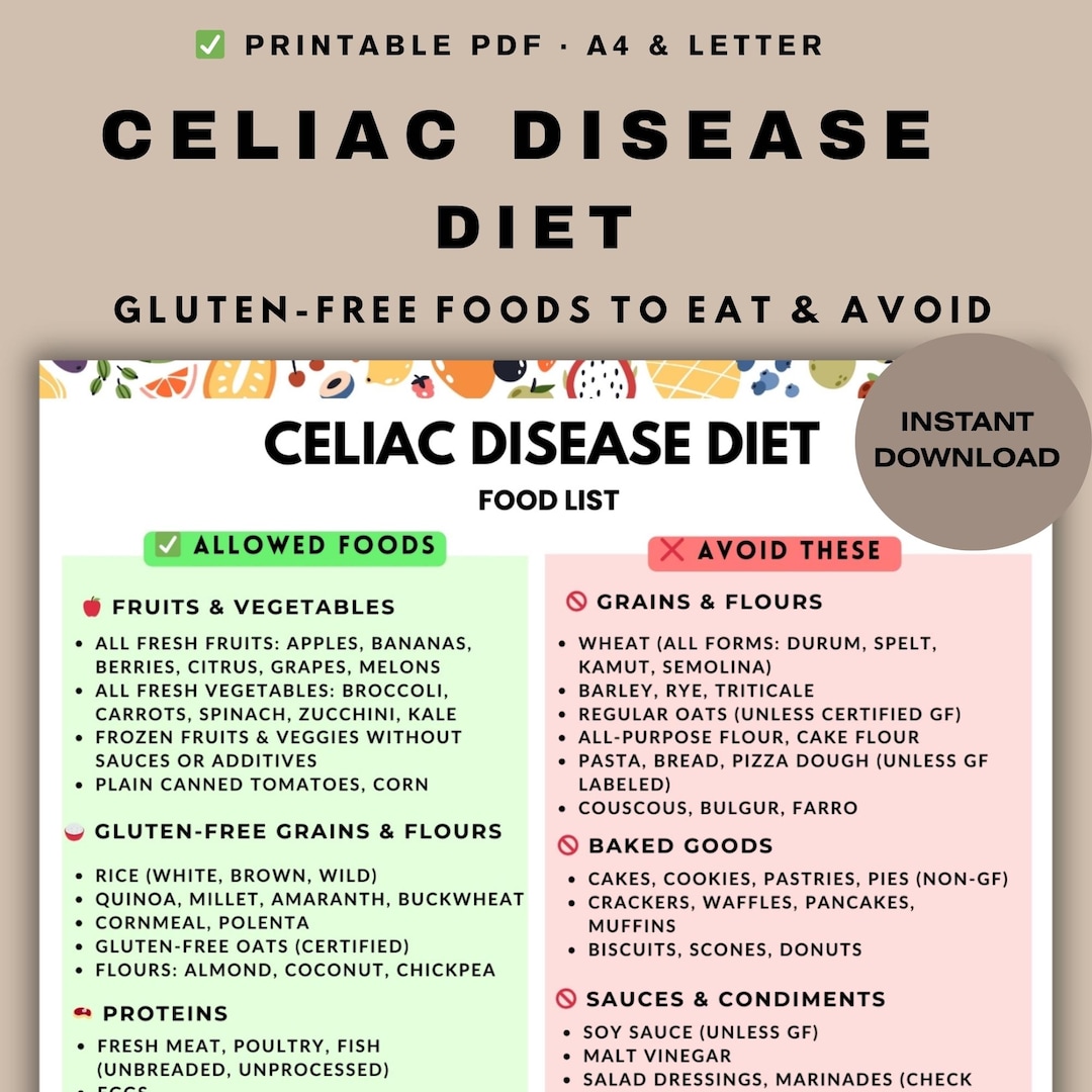 Celiac Disease Diet Food List PDF – Gluten-free Chart of Foods to Eat ...