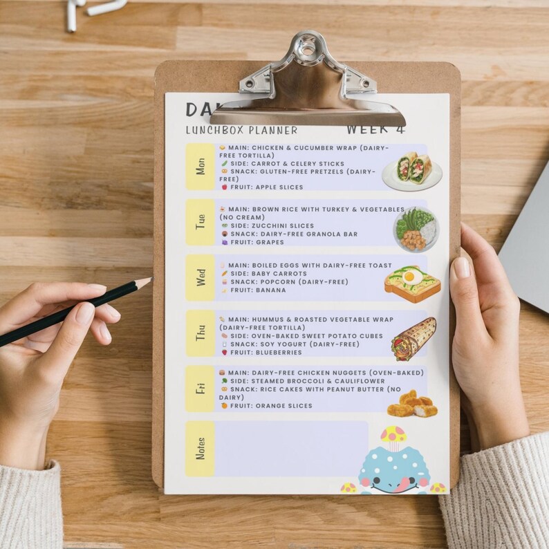 Dairy Free Lunchbox Planner for Kids, Dairy-free School Lunch Ideas, 4 ...