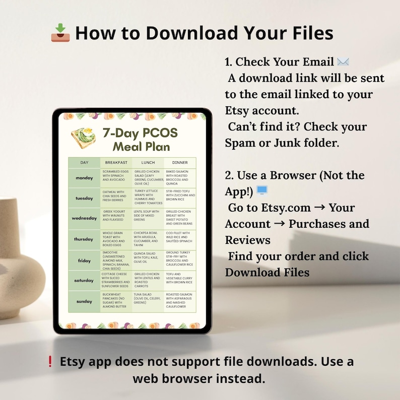 PCOS Meal Plan Printable, 7-day Low GI Food Plan PDF, Insulin ...