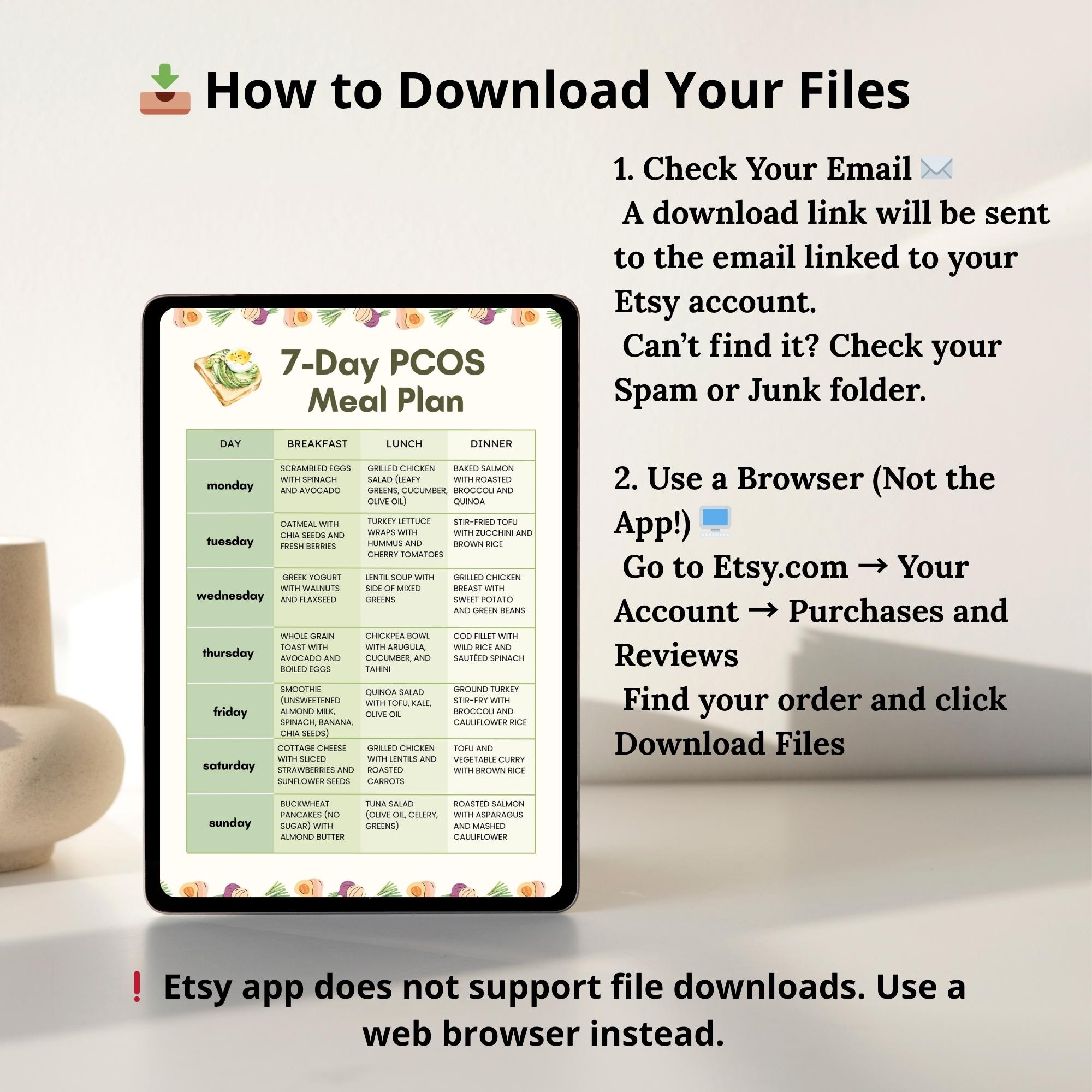 PCOS Meal Plan Printable, 7-day Low GI Food Plan PDF, Insulin ...