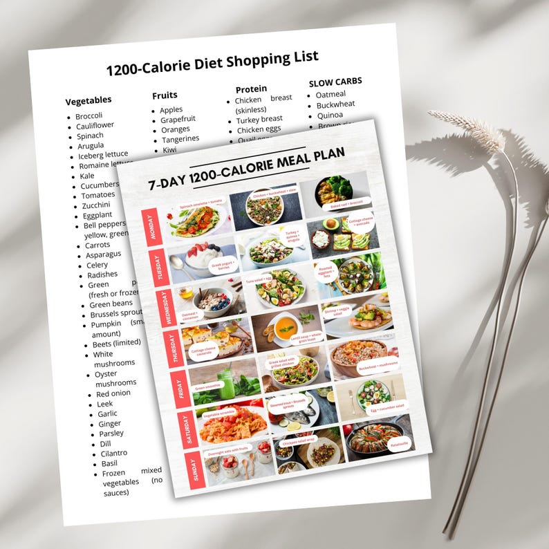 1200 Calorie Meal Plan PDF – 7-day 1200 Calorie Menu, 1200 Calorie ...